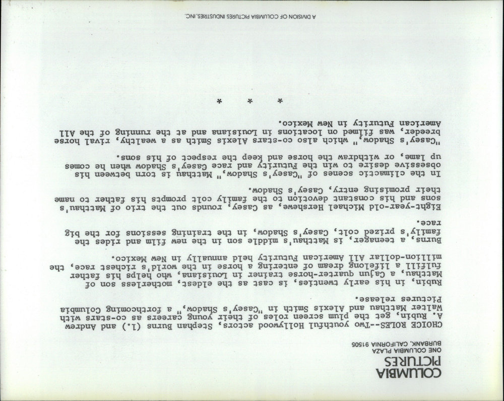 Stephan Burns Actor Andrew Rubin Casey's Shadow Film Movie 1978 vintage ...