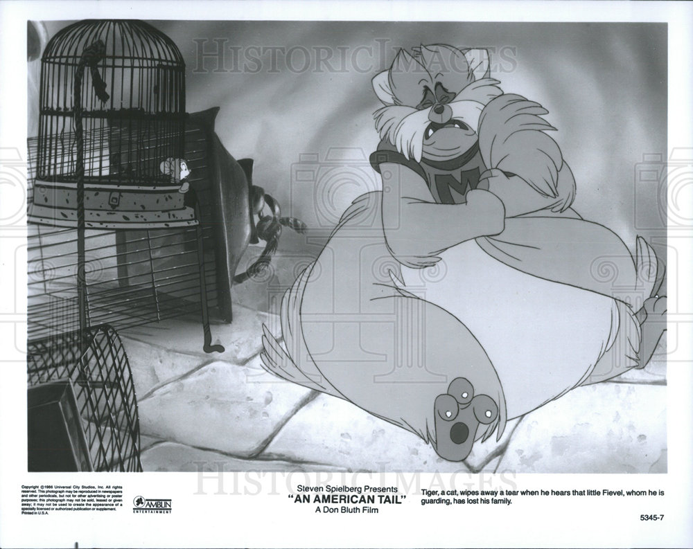 1986 Press Photo Film An American Tale Tiger Fievel - Historic Images