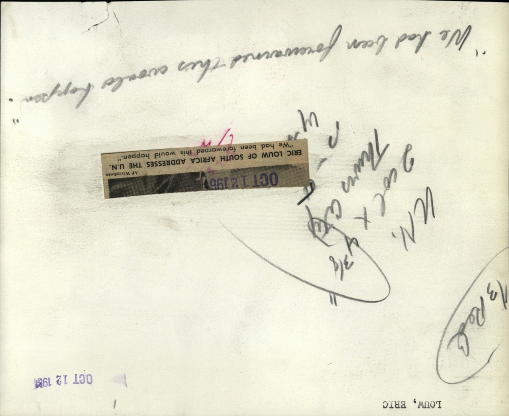 Eric Hendrik Louw addresses UN - Historic Images