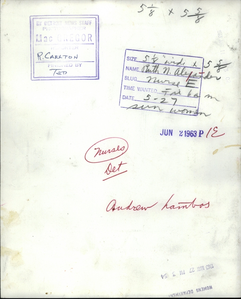 1963 Press Photo Ruth Alexander Detroit Nurse - RRW36799 - Historic Images