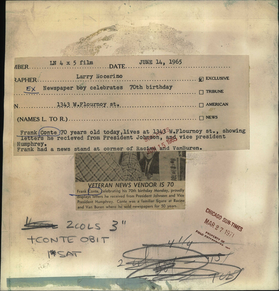 1965 Photo News Stands Frank Conte Turns 70 Gets Letter From President ...