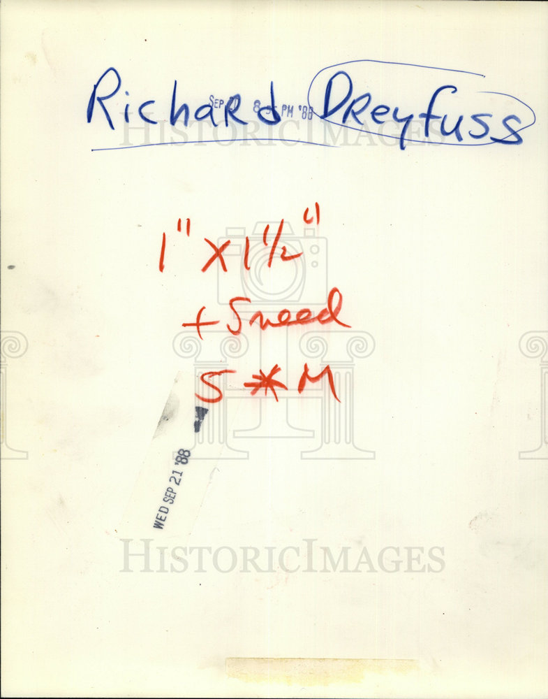 1988 Press Photo Richard Stephen Dreyfuss American Film Television Act ...