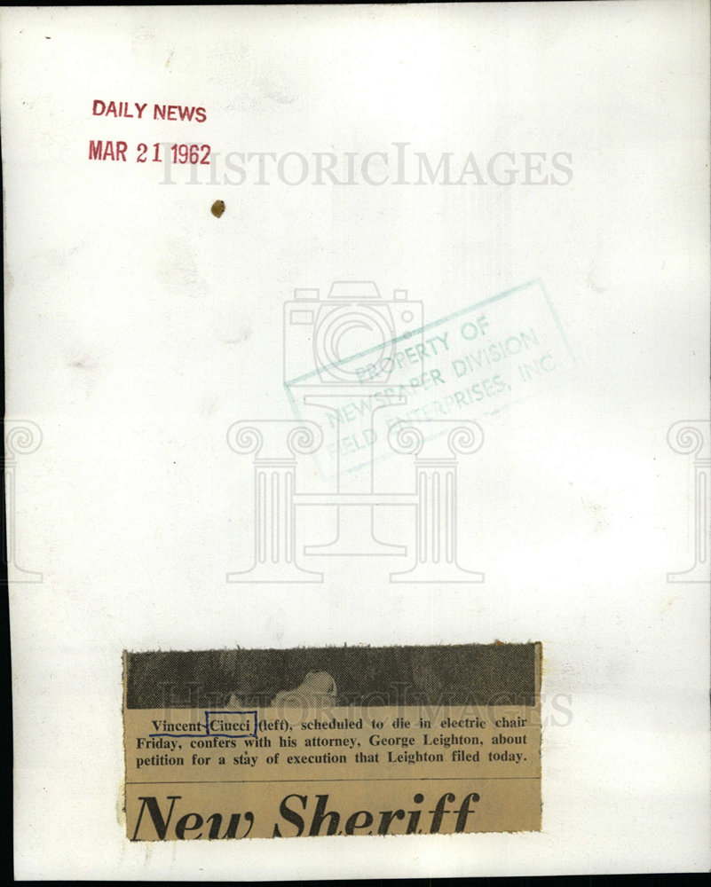 1962 Press Photo Vincent Ciucci Attorney George Leighton - Historic Images