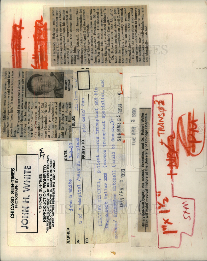 1990 Press Photo H. Mitchell Marrow Transplant From Mother With Dr. R ...