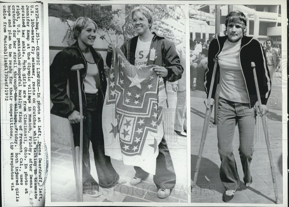 1972 Press Photo Deena Deardruff and Jennifer Kemp at Olympic Village ...