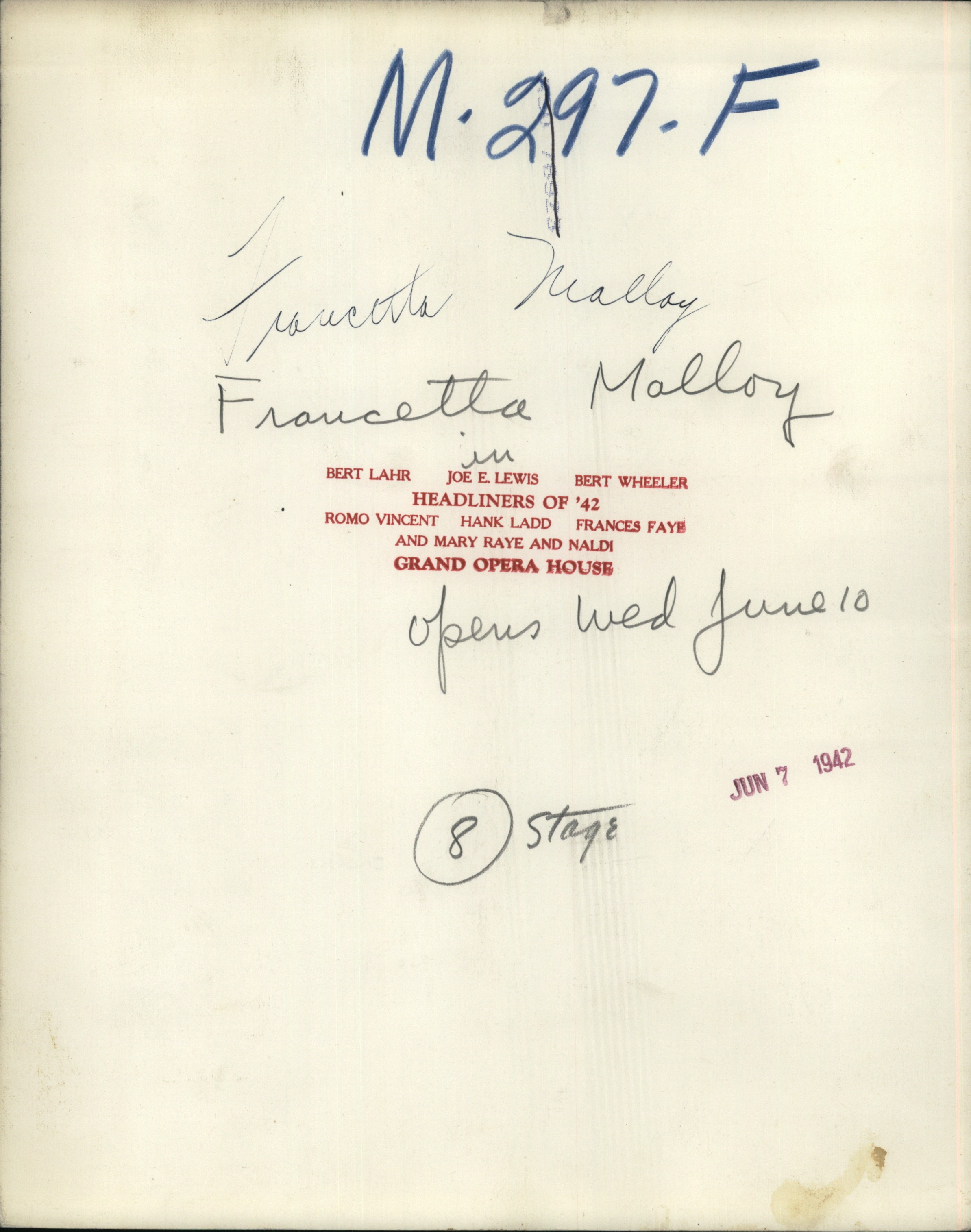 Francetta Malloy 1942 Vintage Press Photo Print - Historic Images