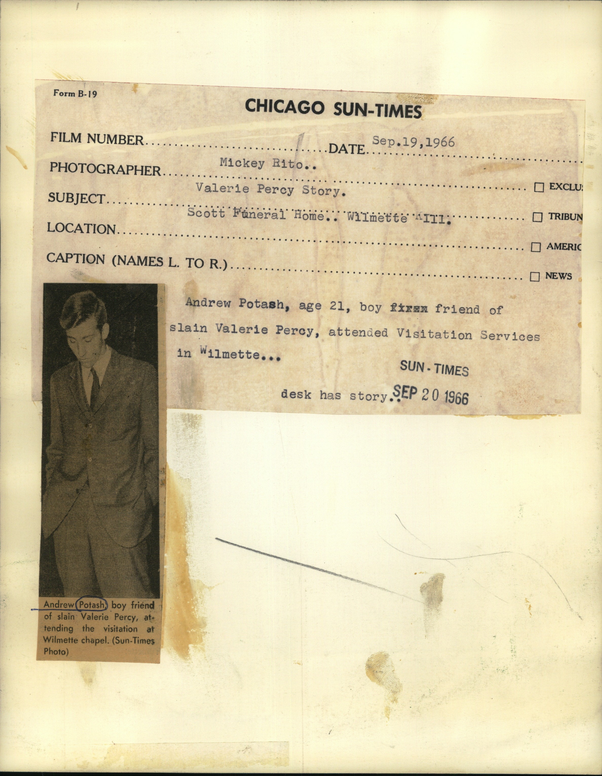 Andrew Potash at funeral of friend Valerie Percy 1966 Vintage Press ...