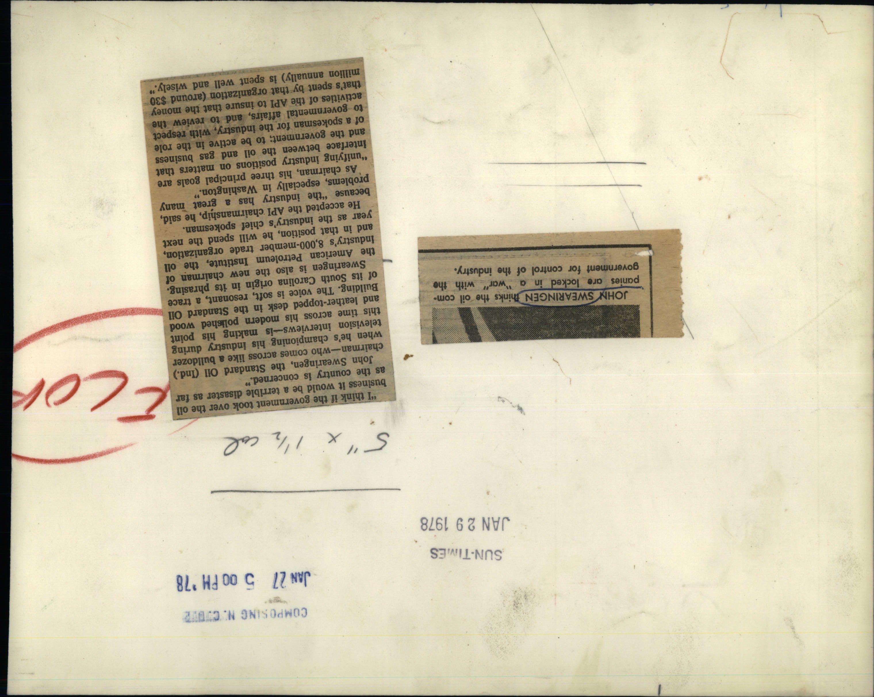 John Swearingen/Standard Oil Chairman 1978 Vintage Press Photo Print ...