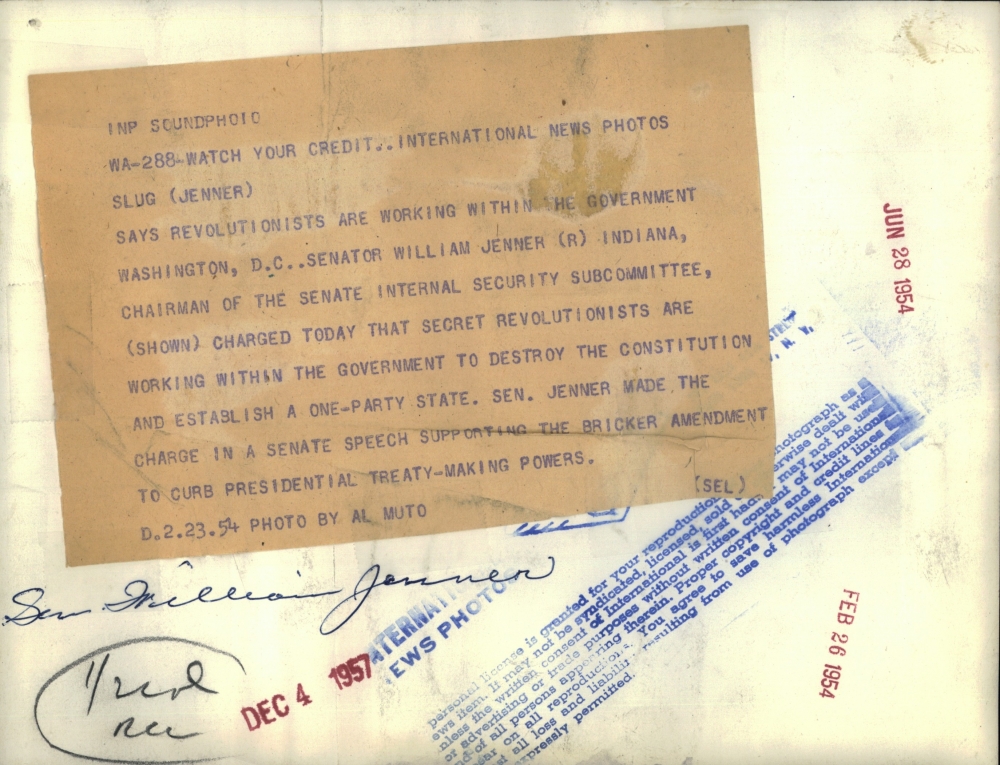 1954 Sen.William Jenner - Historic Images