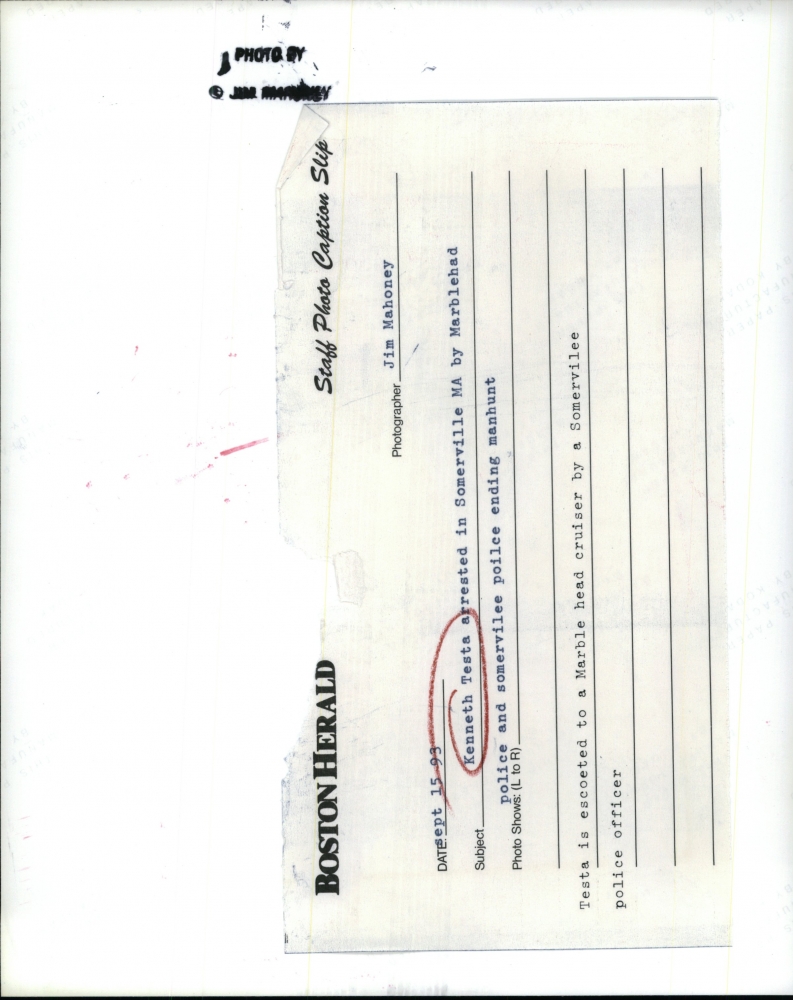 Kenneth Testa under arrest in Somerville Mass 1993 Vintage Press Photo ...