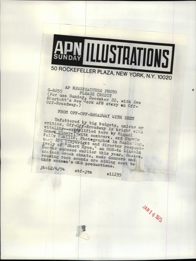 Miguel Gomez Pinero Marvin Felix Camillo "Short Eyes" 1974 Vintage ...