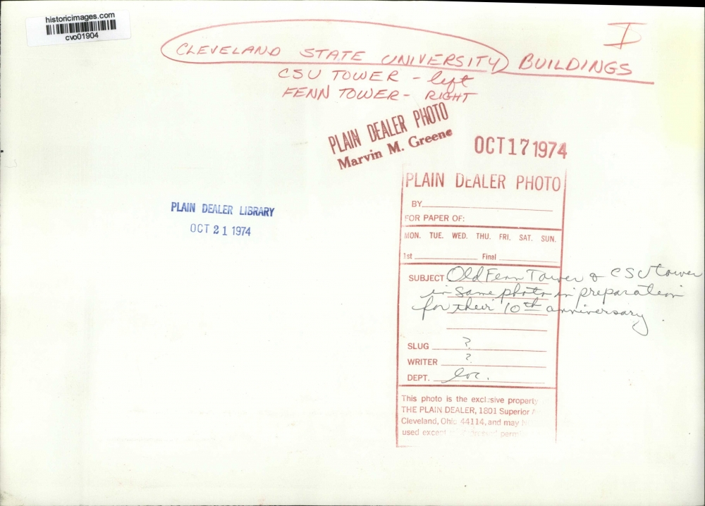 1974, Old Fenn Tower and CSU tower-Cleveland Ohio - cvo01904 - Historic ...