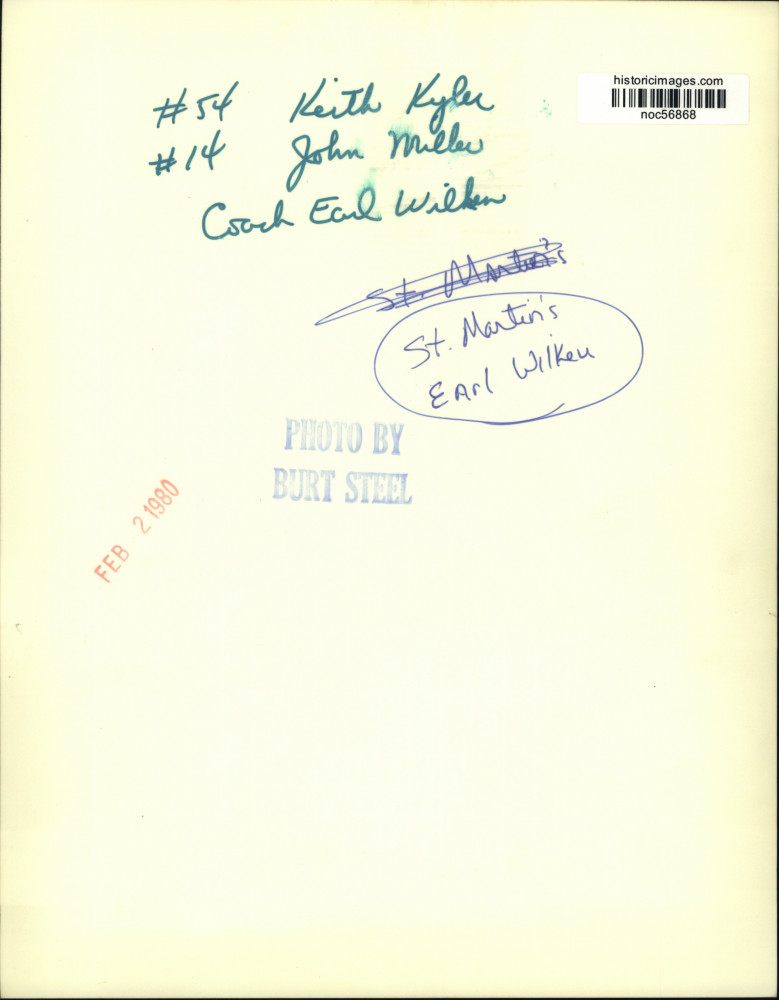 1980 Press Photo St. Martin's Coach Earl Wilken with Keith Kyler & Joh ...