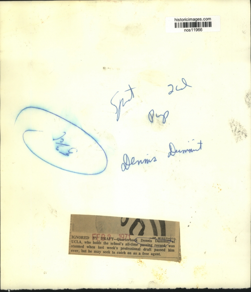 1971 Football - Dennis Dummit, Quarterback for UCLA - Historic Images