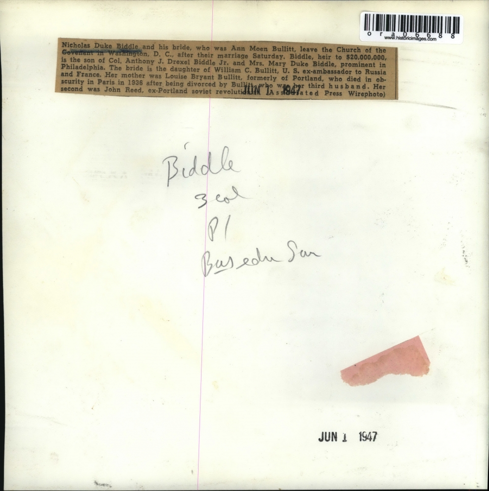 1947 Press Photo Nicholas Duke Biddle and his bride, who was Ann Moen ...