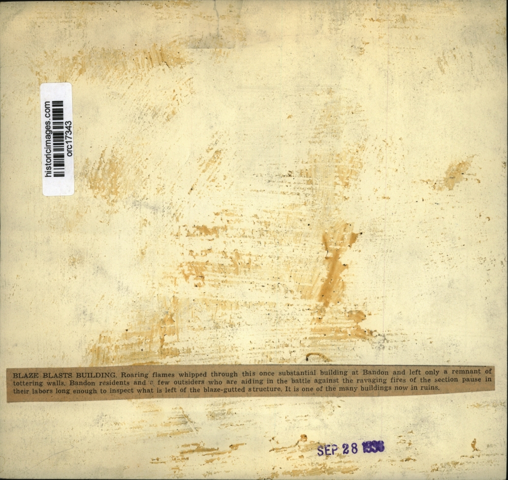 1936 Press Photo Fire destroys Bandon Building - Historic Images