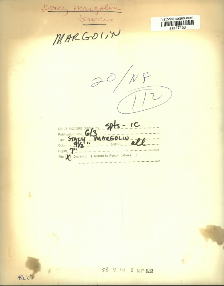 1978 Press Photo Tennis player Stacy Margolin - sas17156 - Historic Images